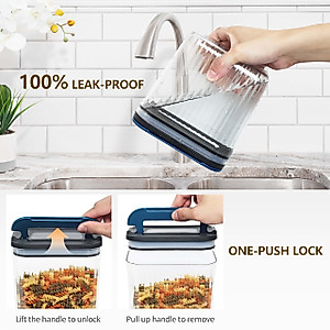 LINKLIFE Flip-Lock Airtight Food Storage Containers 6-PC (0.6 Qt*2+1.6 Qt*3+3.4 Qt),Leakproof Ring Seal Top,Anti-Slip Pantry Canister for Flour Sugar,Coffee,Dog Food Treat,Rectangle Black