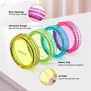 Aieve Mason Jar Lids Regular Mouth, 8 Pack Clear Plastic Mason Jar Lids for Ball, Kerr Canning Jars, Reusable Canning Lids Mason Jar Tops, Leak-Proof & Airtight