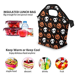 Gocerktr Halloween Bat Flower Thermal Lunch Bag for Women Men Reusable Lunch Box Waterproof Tote Bag Lunch Container Cooler Bag Work/Travel/Picnic…