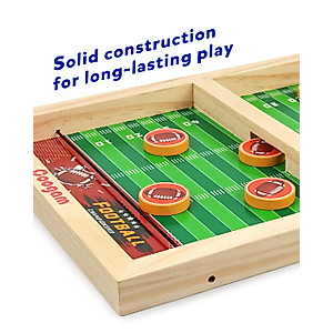 Coogam Fast Sling Puck Game, Wooden Sling Football Shot Board Game Large Table Interaction Speed Track Toy for Party Home Family Parents-Child Boys Girls Adult