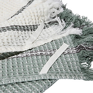 Creative Co-Op Cotton Waffle Weave Fringe, Set of 2 Colors Tea Towels, Multi