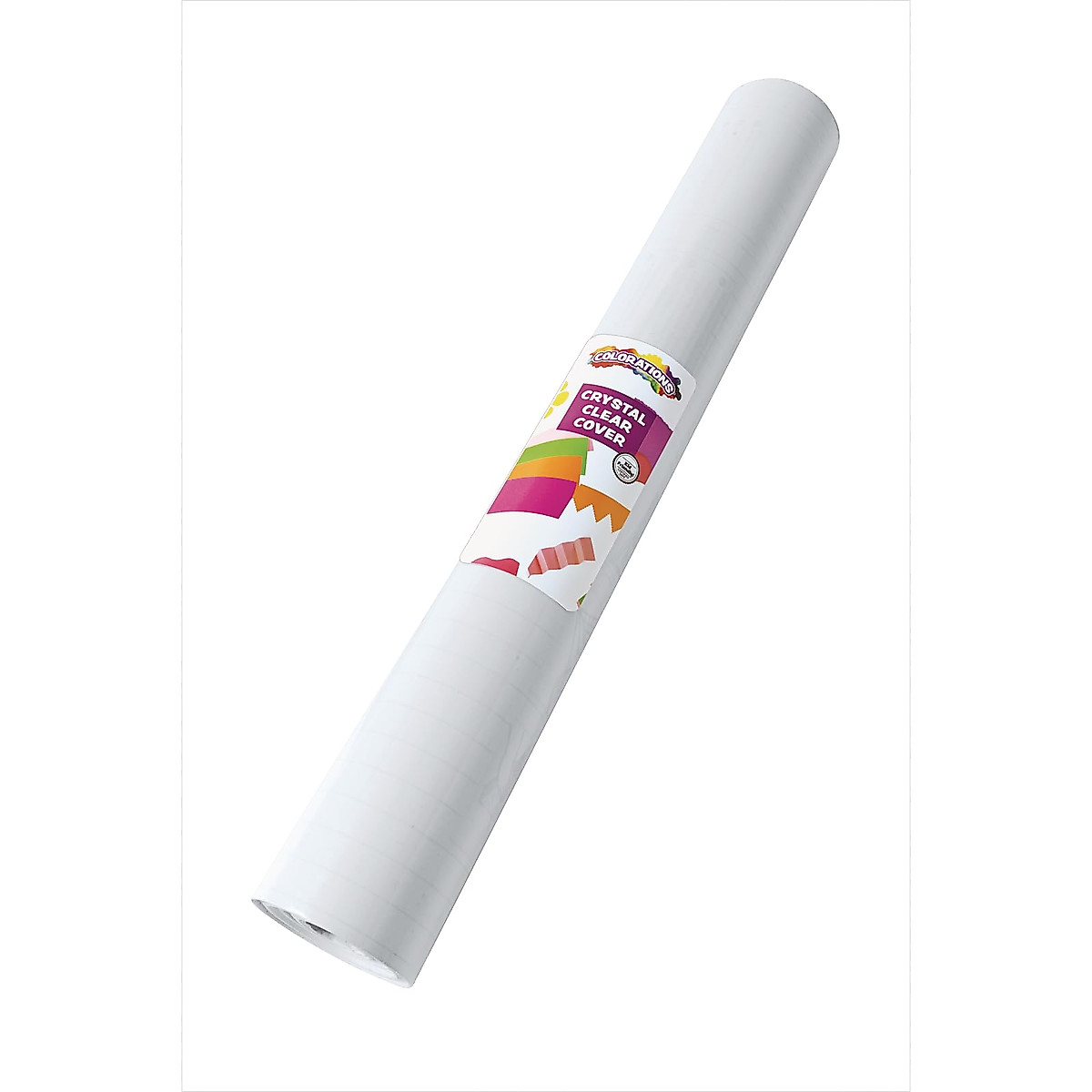 Colorations® Crystal Clear Cover, 18 inches x 65 feet, Protects Artwork, Artwork Saver, Self Adhesive Shelf Liner, Book Cover, Transparent Liner