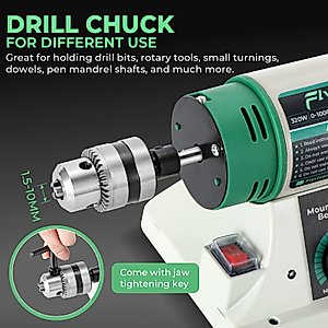 Flyrivergo Bench Buffer Polisher with Accessories Adjustable Variable Speed Multi-Function Bench Lathe Grinder Polishing Machine Tool Kit for Jewelry, Wood, Silver, Amber, Metal, Jade DIY