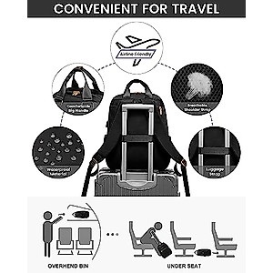 LOVEVOOK Laptop Backpack for Women 15.6 Inch Laptop Bag for Work Travel Computer Backpack with USB Port, Fashion Waterproof Backpack Purse Casual Daypacks, Black