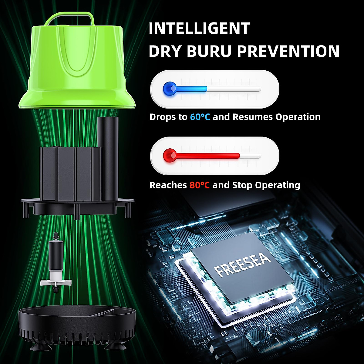 FREESEA Fountain Submersible Water Pump: 1100 GPH 100W Small Sump Pump for Outdoor Pond Hydroponic Statuary Waterfall Aquarium Fish Tank