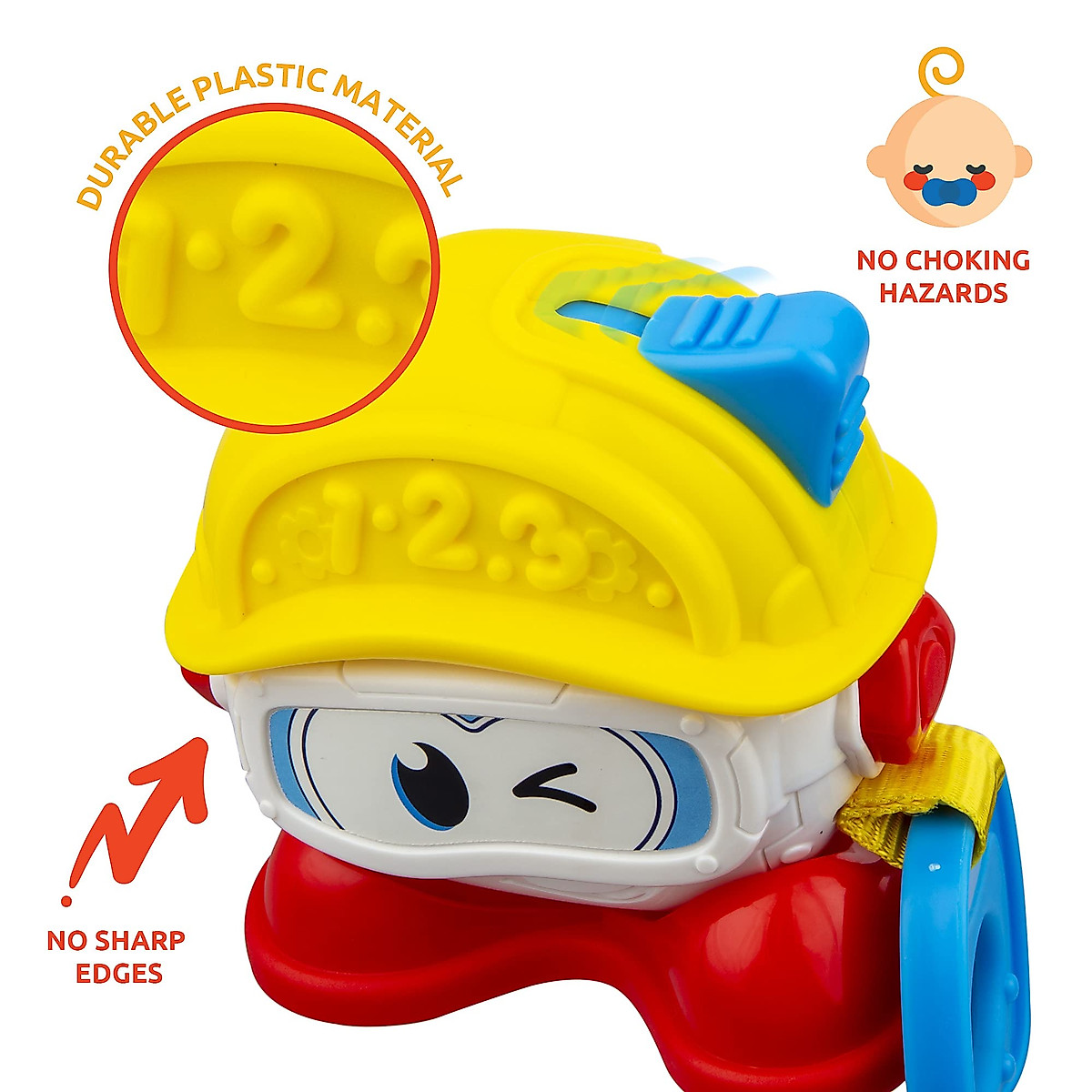 KiddoLab Kids Tape Measure - Pretend Paly Toys for Babies 6-12 Months - Wibble Wobble Toy with Pull String & Lock - Early Developmental Fine Motor Skills 12-18 Months Baby Toys