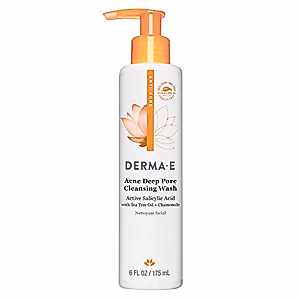 DERMA E Acne Deep Pore Cleansing Wash – Blemish Control Facial Cleanser with Salicylic Acid - Gentle Oil Control Face Wash Soothes and Balances Skin, 6 fl oz