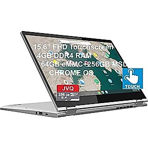 Lenovo 2022 Newest C340 15.6" FHD Touchscreen 2-in-1 Chromebook Laptop, Intel i3 CPU(Up to 3.4GHz), 4GB RAM, 320GB Space(64GB eMMC+256GB MSD), USB-C, Wi-Fi, Bluetooth, Webcam, Chrome OS+JVQ MP