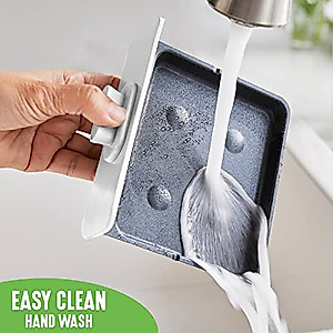 GreenLife 3-in-1 Breakfast Maker Station, Healthy Ceramic Nonstick Dual Griddles for Eggs Meat and Pancakes, 2 Slice Toast Drawer, Easy-to-use Timer, White