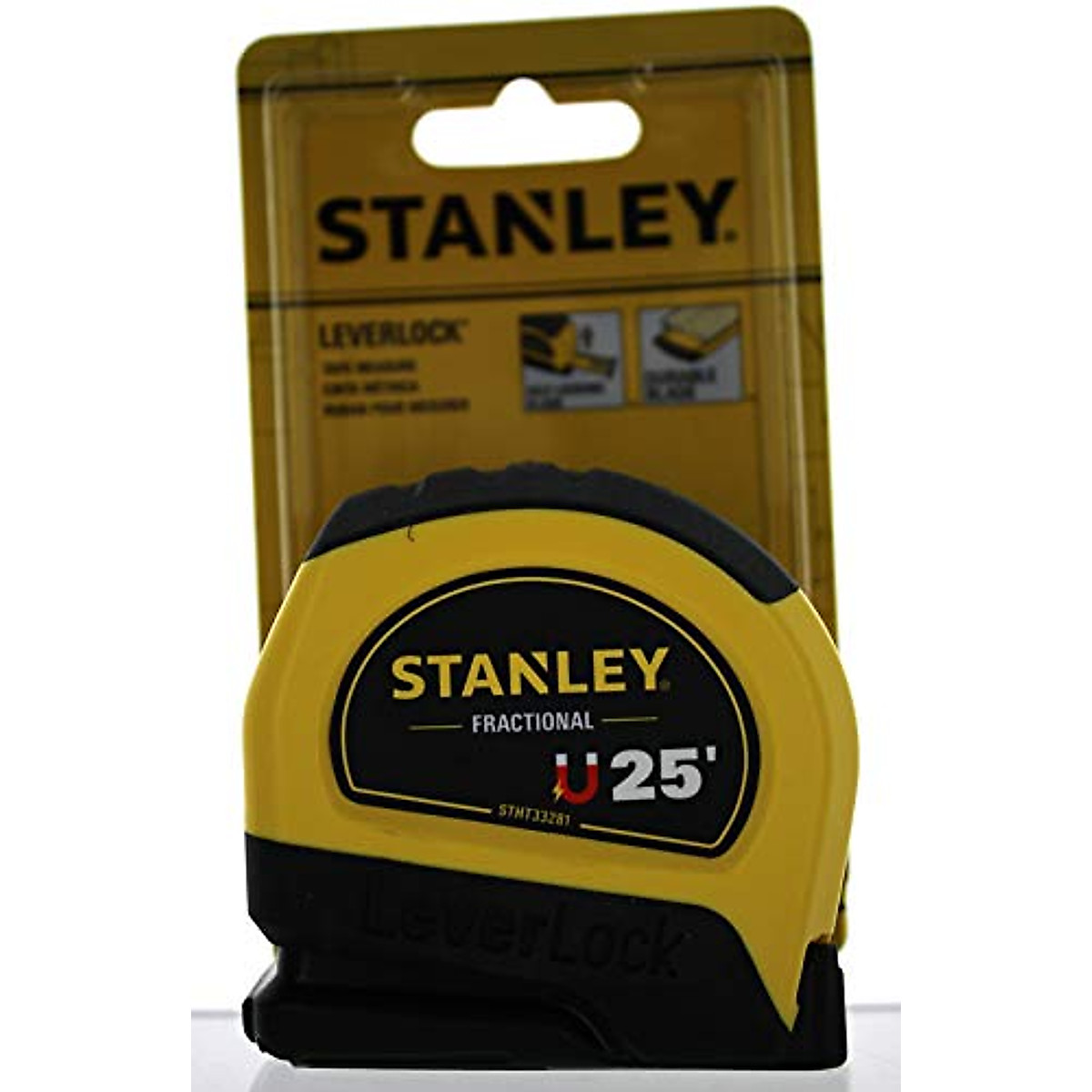 Stanley 33-281 Leverlock Fractional Tape Rule with Magnetic Tip, 1-Inch X 25-Feet