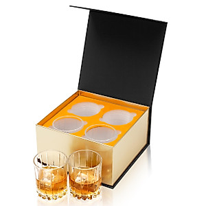 KANARS Crystal Whiskey Glasses, Set of 4 Premium Rocks Glasses in Elegant Gift Box, 10 Oz Old Fashioned Glass Tumblers for Bourbon, Scotch Whisky, Cocktails, Cognac, Liquor Drinking