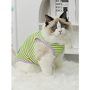 MESHEEN 2 Pack Dog Shirt Sleeveless for Small Dogs Made of Soft Breathable Pure Cotton Stretch Fabric Keep Your Pet Comfortable, Puppy Vest Use Fashion Striped Style Design