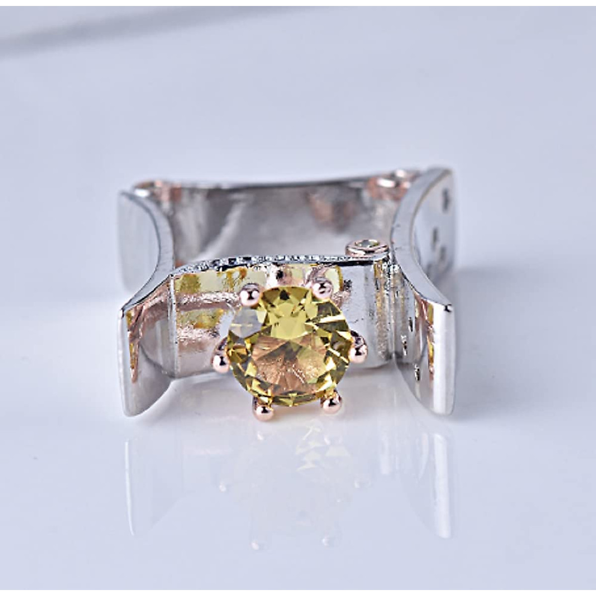 HUKQBUNX 925 Sterling Silver Two-Color Topaz Colorful Topaz Women's Fashion Ring Square Crystal Zircon Women's Fashion Diamond Wedding Engagement Ring Size 6-10 (Size 10)