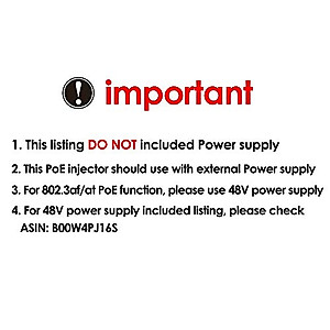 iCreatin 4-Port POE Power Over Ethernet Injector Adapter for IP Camera, Access Points and More; Use with External Power Supply for Passive or 802.3af Devices [External Power Supply NOT Included]