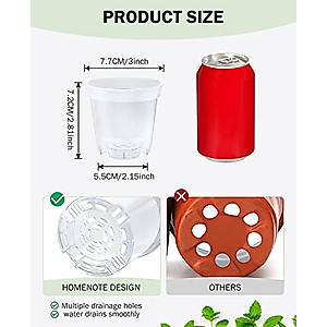 homenote Clear Nursery Pots, 60 Packs 3 Inches Seedling Pots with Drainage Holes, High Transparency Plant Pots Durable Seed Starter Pots Reusable for Plants Vegetables with Bonus 20 Plant Labels
