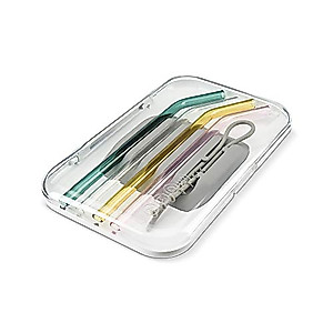 SOMA Glass Straw Set with Case and Cleaning Tool, Set of 4, Multicolor