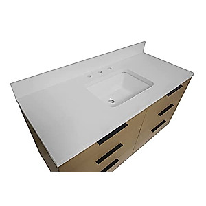 Kitchen Bath Collection Oslo 48-inch Floating Wall-Mounted Bathroom Vanity: Includes Blonde Wood Cabinet with Matte White Countertop and White Ceramic Sink