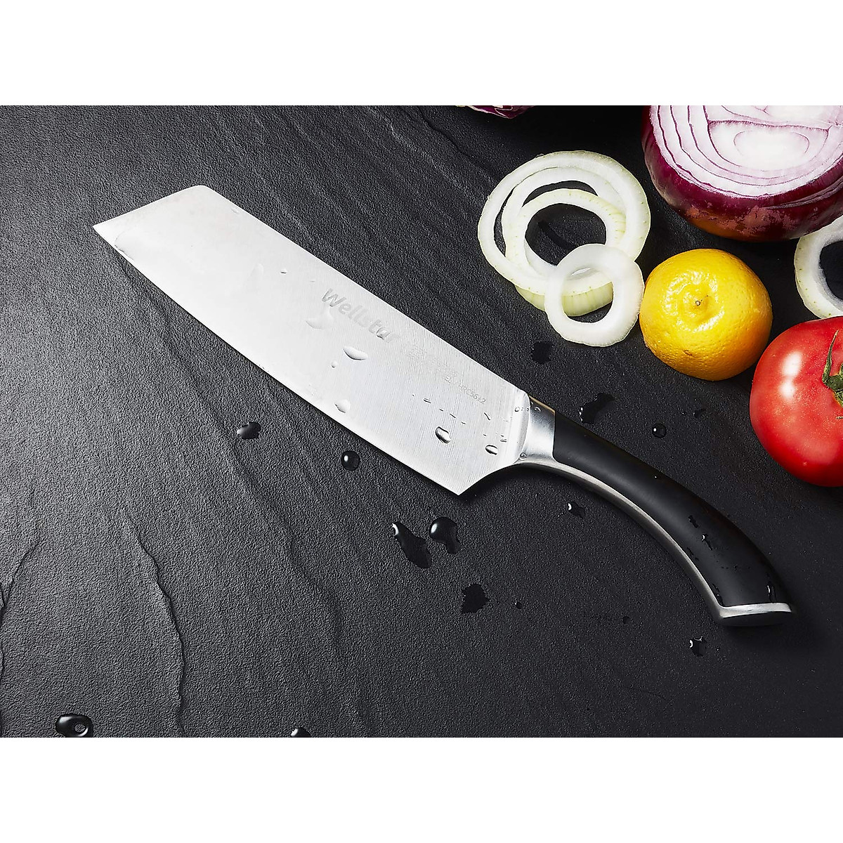 WELLSTAR Kiritsuke knife, Nakiri Vegetable Cleaver Kitchen Knife – Razor Sharp Forged German Stainless Steel Blade, Ergonomic Full Tang Handle, Multipurpose Use for Home Restaurant – Gift Box