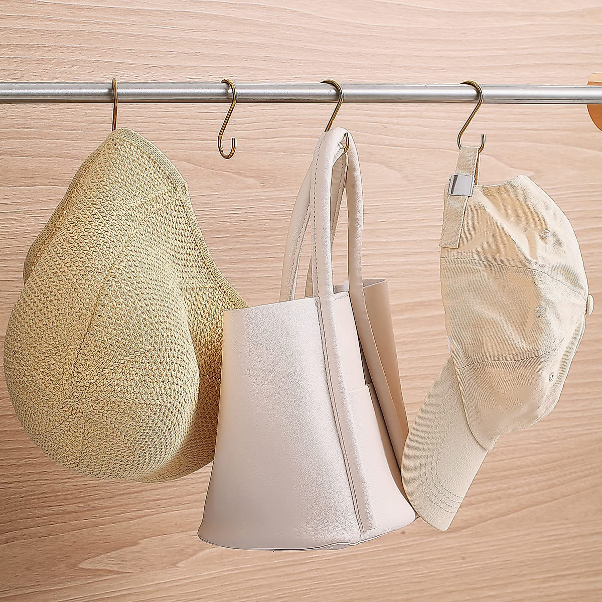 Evanda Gold S Hooks for Hanging Pack of 30, Heavy Duty Stainless Steel Titainium Plating Metal Mutil Purpose Hanger for Kitchen Pans, Pots, Utensils Tooks, Cups, Mugs, Clothes, Bags, Towels, Plants