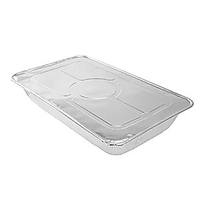 Restaurantware LIDS ONLY: Foil Lux Foil Pan Lids 25 Oven-Ready Foil Tray Lids -Fits Full-Size Steam Table Lids Freezable Silver Aluminum DisposableTurkey Pan Lids Pans Sold Separately