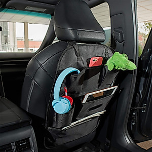 DoRan Car Backseat Organizer - Kick Mats Seat Back Protectors for Kids and Toddlers (Black 1/pk)