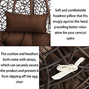 Eoieov Outdoor Hanging Egg Chair Cushions, 45"*45" Washable Hanging Basket Chair Cushion, Basket Egg Chair Cushion with Headrest Pillow，Yellow