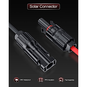 RANDPOW Solar Panel Connector Cable, 10AWG Solar to SAE Cable PV Extension Wire, SAE Connector to Solar Connectors Adapter RV Solar Panel DC Power Battery Charger with SAE Polarity Reverse Adapter