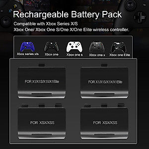 Noiposi Rechargeable Battery Packs for Xbox One/Xbox Series X|S, 2 X 1200mAh Xbox one Controller Battery Packs with 4 Battery Covers (2X1200Mah)