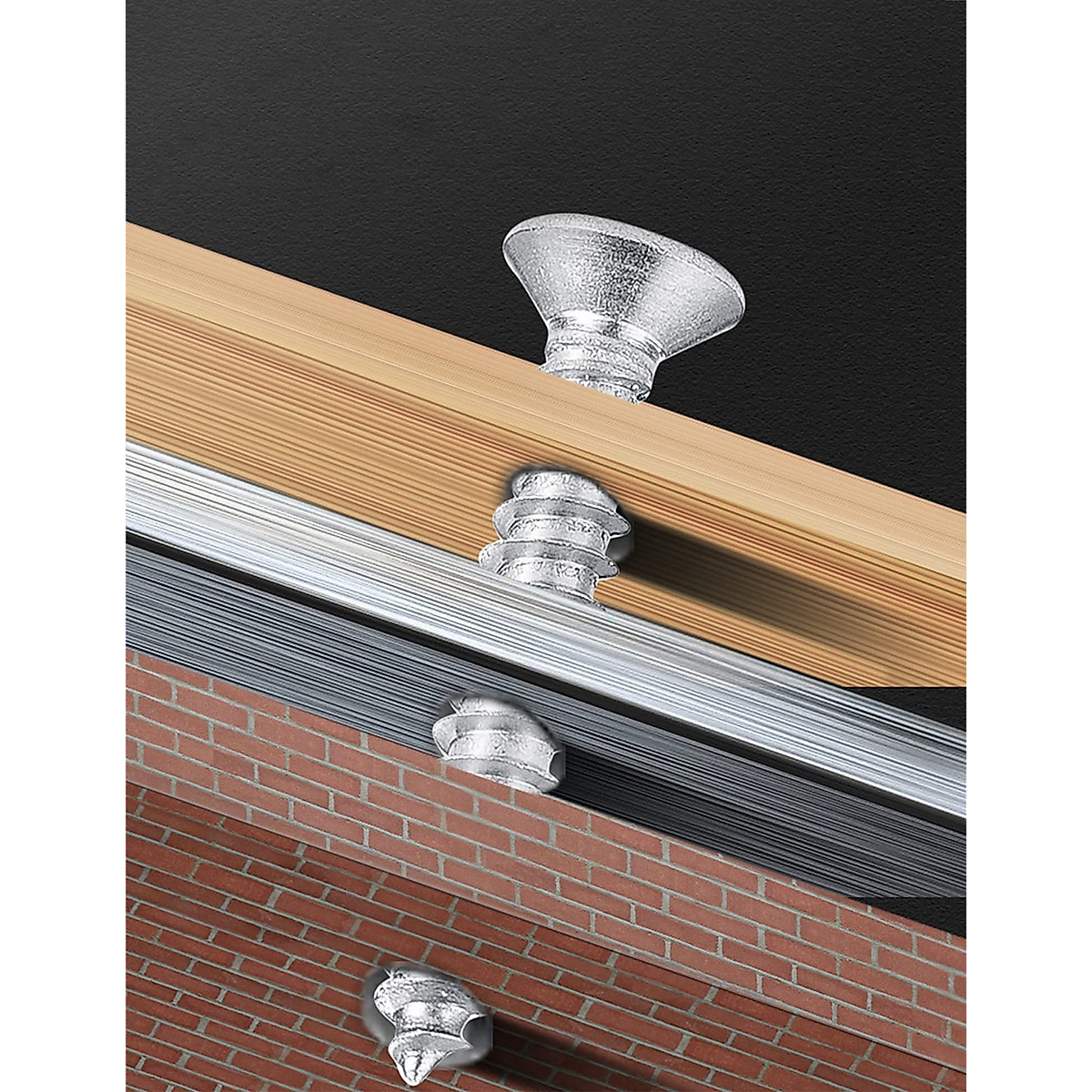 MIWAT Self Drilling Wood Screws and Drywall Anchors for LED Flood Lighting Install 20 30 50 100 150W, 36 PCS (M6-45 Kit, Stainless Steel, Flat, Phillips, Nickel, 18 Pairs)