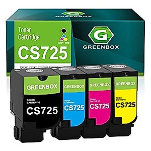 GREENBOX Compatible CS725 High Yield Toner Cartridge Replacement for Lexmark CS725 74C10K0 74C10C0 74C10Y0 74C10M0 for CS720 CS720de CS720dte CS725 CS725de CS725dte CX725 CX725de CX725dte Printer