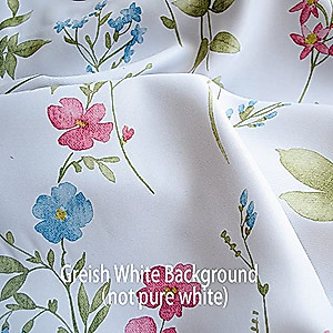 Linentalks Floral Bedroom Curtains 84 Inches Long 2 Panels Set, Farmhouse Thermal Insulated Blackout Curtains for Living Room, Grommet Room Darkening Curtains, Boho Black Out Curtains Green Red Multi