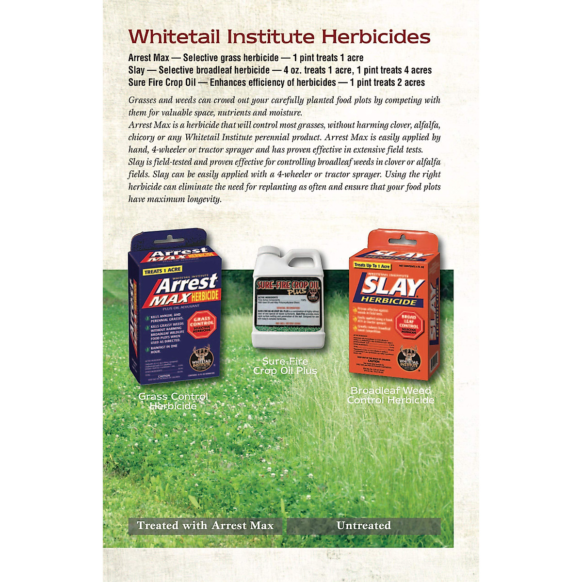 Whitetail Institute Slay Selective Broad-Leaf Weed Control Herbicide Specifically Developed for Deer Food Plots, 4 Ounces (1 acre)
