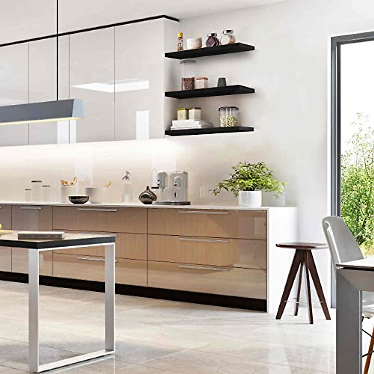 SAUMONIERES Floating Shelves Wall Shelf Solid Wood for Bathroom Bedroom Kitchen Wall Decor Set of 3, Black Wall Shelves