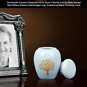 Small Urns for Human Ashes,Mini Urn Set of 5,Beautifully Handmade Ceramic Tree of Life Cremation Urn,for Sharing Adult or Baby Urns for Ashes,Pet Urn.