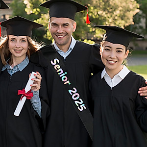Black Senior 2025 Sash Iridescent Printing Letters, 2025 Graduation Celebrations Sashes, Class of 2025 Sash for Graduation Party, Senior Cheer Sashes, Cheerleader Sash, Class Competition Sashes