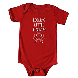 Lolly's Little Turkey Color Infant Bodysuit, Fall Baby Shower Newborn Gift, Pregnancy Reveal Onesie Present, Thanksgiving, Unisex (6M, Short Sleeve, Yellow)