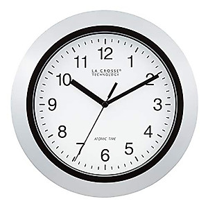 La Crosse Technology Atomic Analog Wall Clock, 10", Silver