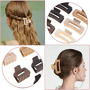 Alemaky 12 Pack Square Claw Clips, Big and Small Neutral Rectangle Hair Non-slip Matte Large Clips for Women,Strong Hold jaw clip Thick Thin