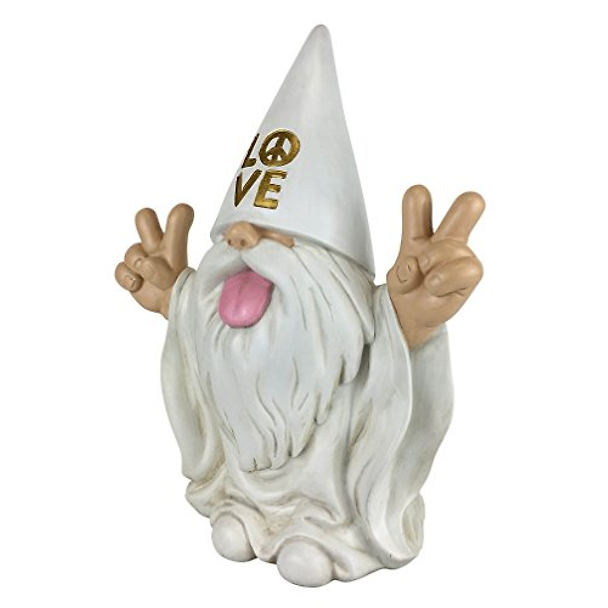 GlitZGlam Rocker Gnome – “George” – Peace and Love - This Gnome Brings Peace and Love to All and Your Fairy Garden and Gnome Garden 10 Inches Tall Garden Gnome Figurine