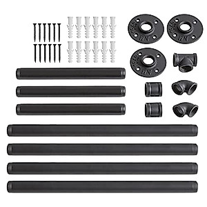 IBUYKE 70 Inch Industrial Pipe Clothes Bar Rack, Wall Mounted Garment Hanging Storage Rail, for Bedroom, Living Room, Laundry Room, Retail Display, Triple Base, Black TYJ003H