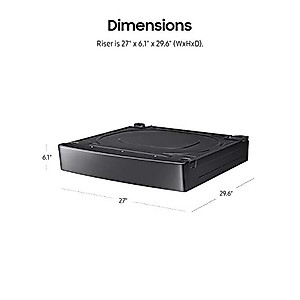 SAMSUNG 27” Wide Laundry Riser Pedestal Stand for 27” Wide Front Load Washer or Dryer, Lifts Machine 6”in Height, WE272NV/A3, Stainless Steel, Brushed Black