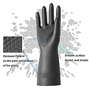 ROYAKI Chemical Resistant Latex Gloves,Cleaning Protective Safety Work Heavy Duty Rubber Gloves,12.6", 1 Pair Size Large