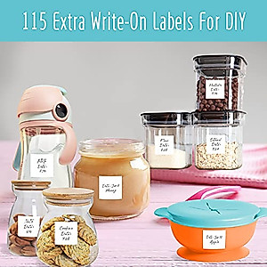 Hebayy 345 Pantry & Kitchen Labels, Minimalist Water & Oil Resistant Pantry Label Stickers Food Jar Label for Organization and Storage
