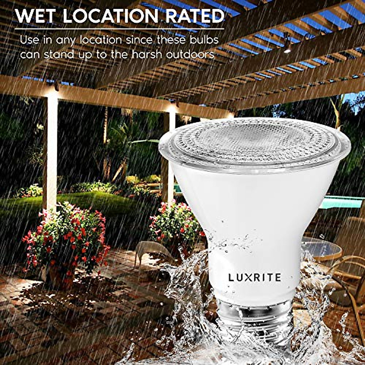 LUXRITE 6 Pack PAR20 LED Bulbs, 50W Equivalent, 3000K Soft White, Dimmable LED Spotlight Bulb, Indoor Outdoor, 7W, 500 Lumens, Wet Rated, E26 Standard Base, UL Listed