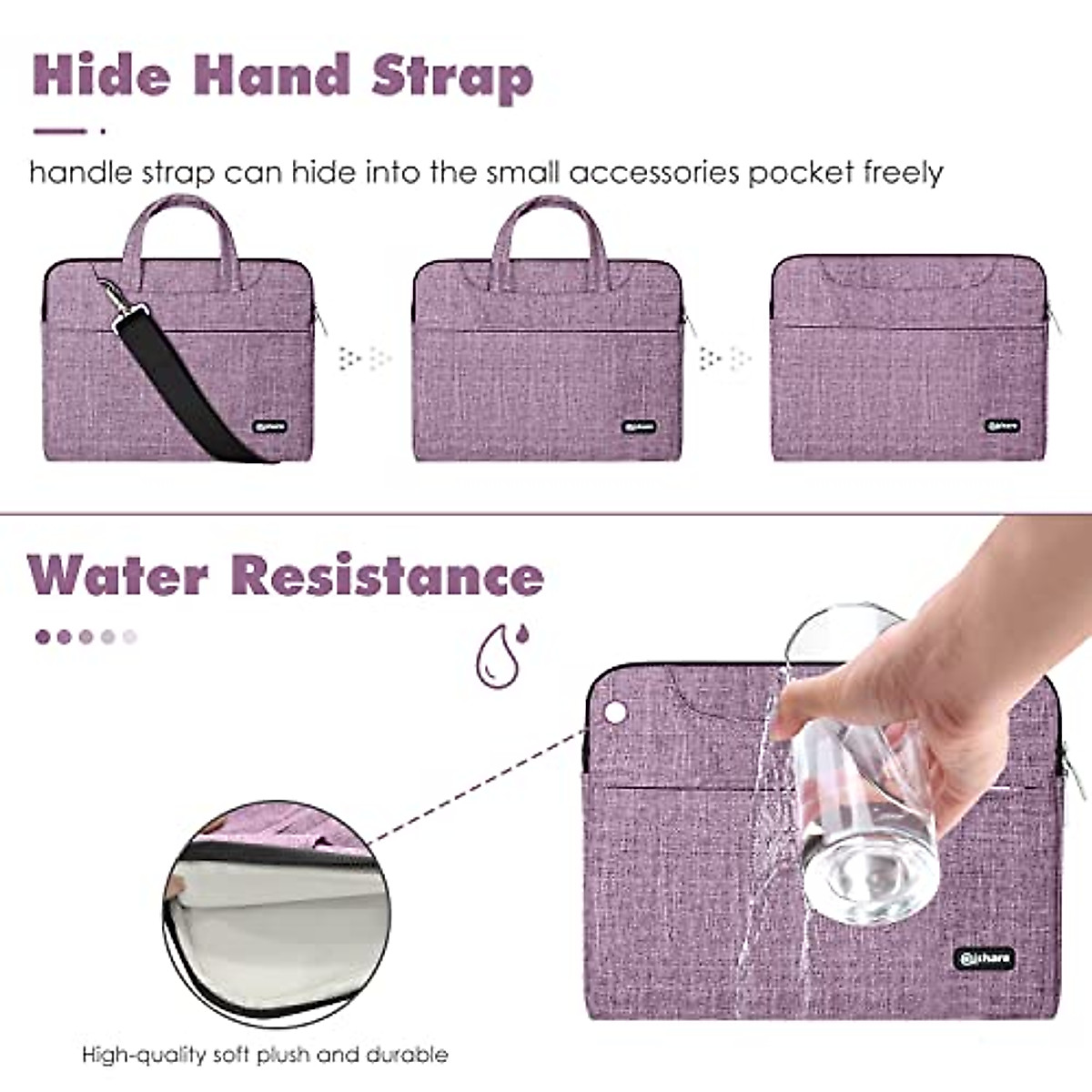 Qishare 15 15.6 16 inch Laptop Case Laptop Shoulder Bag, Multi-functional Notebook Sleeve Carrying Case With Strap for Lenovo Acer Asus Dell Lenovo Hp Chromebook 15(Purple Lines)