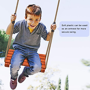 SELEWARE Wooden Swing Seat, Heavy Duty Wood Tree Swing for Adult Kids Playground Swing Sets for Backyard, Indoor Outdoor Flat Swing Seat (17.5 x 8.5 Inch) with Adjustable Rope