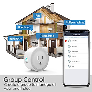 Smart Plugs That Work with Alexa Google Home Siri, Wireless 2.4G WiFi Outlet Controlled by Smart Life Tuya Avatar Controls APP, 10A Mini Socket Enchufe Inteligente with Timer, Round, 2 Pack