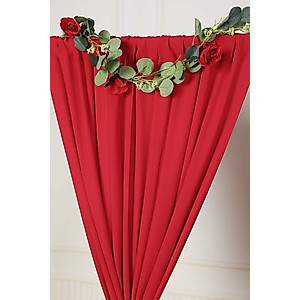 SHERWAY 9.5 Feet x 10 Feet Red Photography Backdrop Drapes, Smooth Polyester Window Curtain for Wedding Ceremony Party Decoration (10% Transparency)