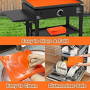 BYKITCHEN Silicone Griddle Mat for Blackstone 17 inch Griddle, Grill Cover for Small Blackstone Griddle, 17 inch Griddle Accessories, Outdoor Protective Portable Tabletop Silicone Griddle Cover