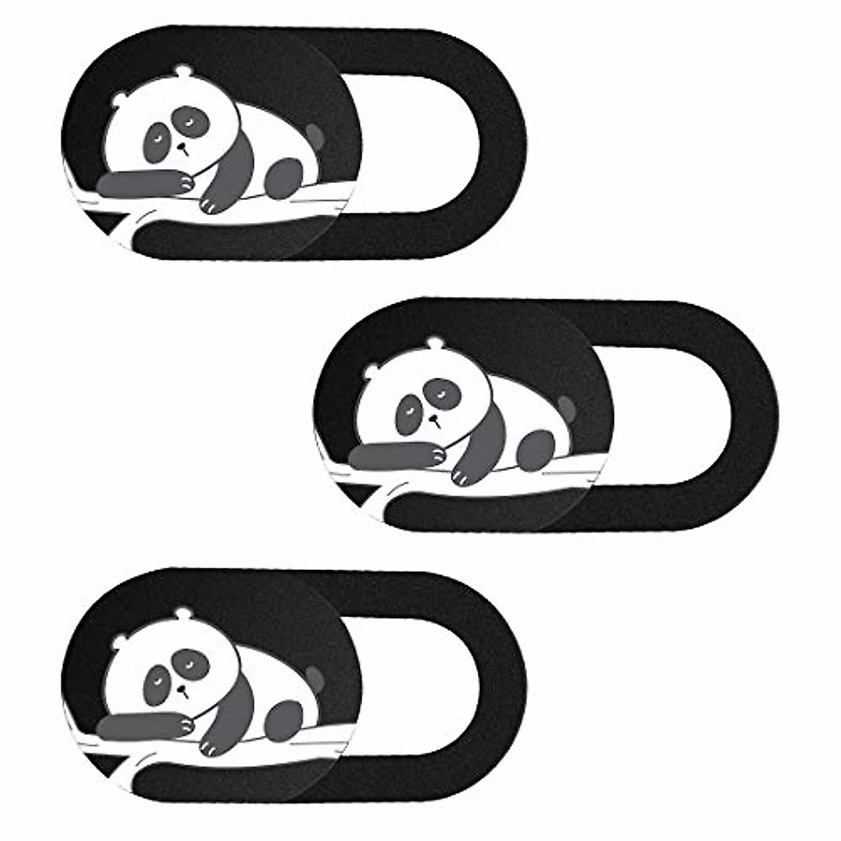 SIREG Webcam Cover Slide Ultra Thin - Web Camera Cover fits Laptop,Tablet,Computer, PC, Smartphone, Protect Your Privacy and Security,Strong Adhesive (Panda-Black & 3 Pack)